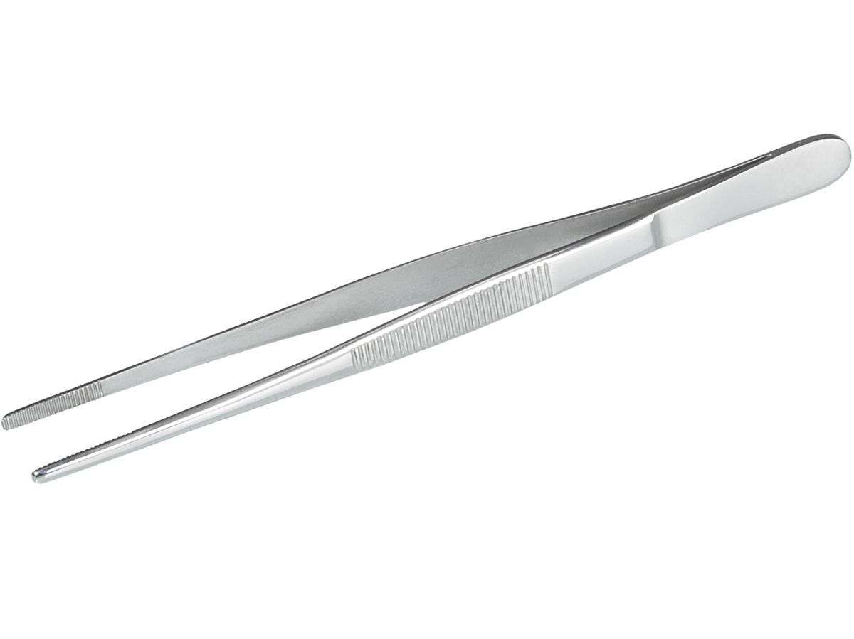 Forceps, stainless steel, blunt, straight 159 mm 4 mm